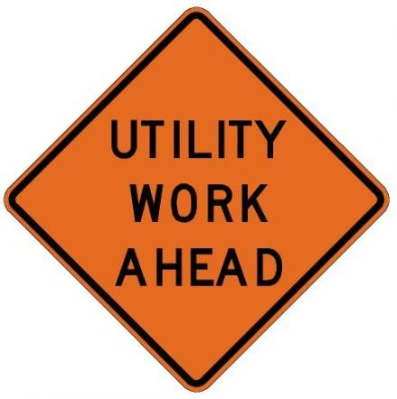 Utility Work Ahead Roll-Up Construction Signs- W21-7-RU ...